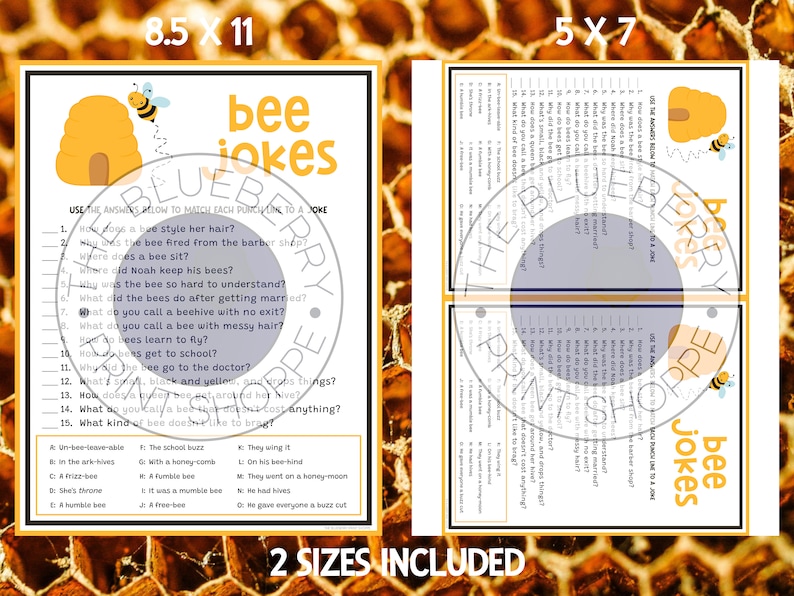 Bee Jokes | Bee Party Game | Bee Day Activity | Bee Theme Shower ...