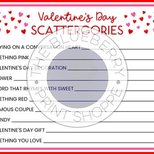 Valentine's Day Scattergories - Classroom Game - Class Party - Family ...