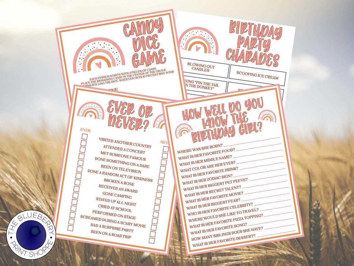 Boho Birthday Party Games 7 Birthday Party Game Bundle Fun - Etsy