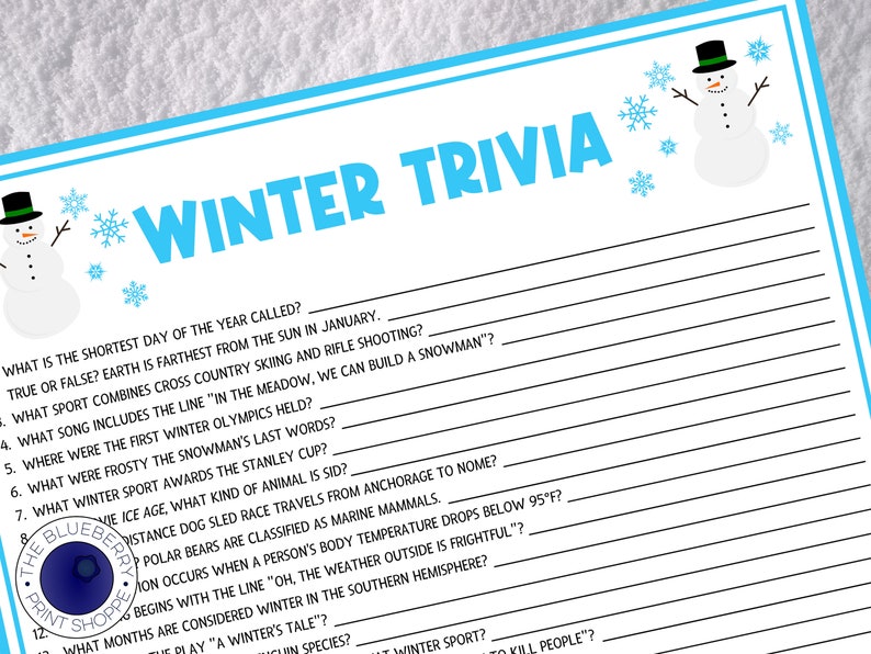 Winter Trivia | Holiday Party Game | Winter Party Game | Printable ...