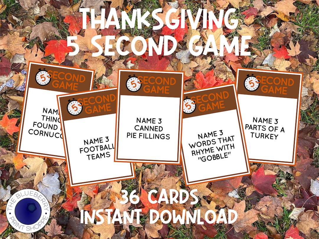 Thanksgiving Game | 5 Second Game | Name 3 Game | Friendsgiving ...