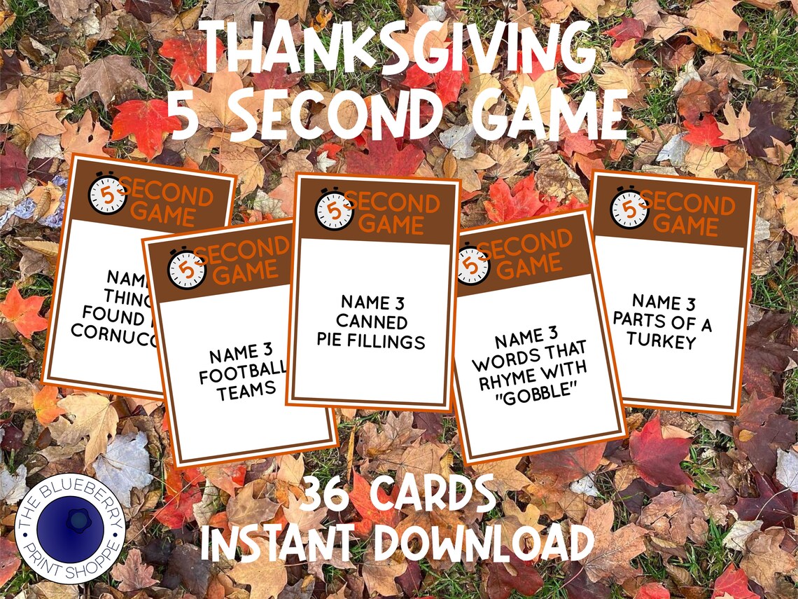 Thanksgiving Game 5 Second Game Name 3 Game - Etsy