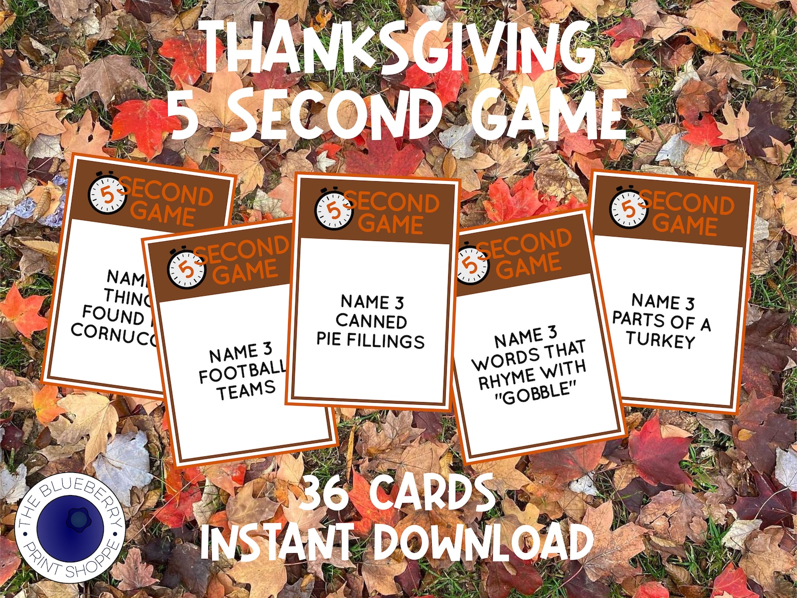 Thanksgiving Game 5 Second Game Name 3 Game - Etsy