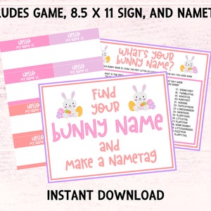 What's Your Bunny Name Game WITH NAMETAGS | Easter Party Game | Fun ...