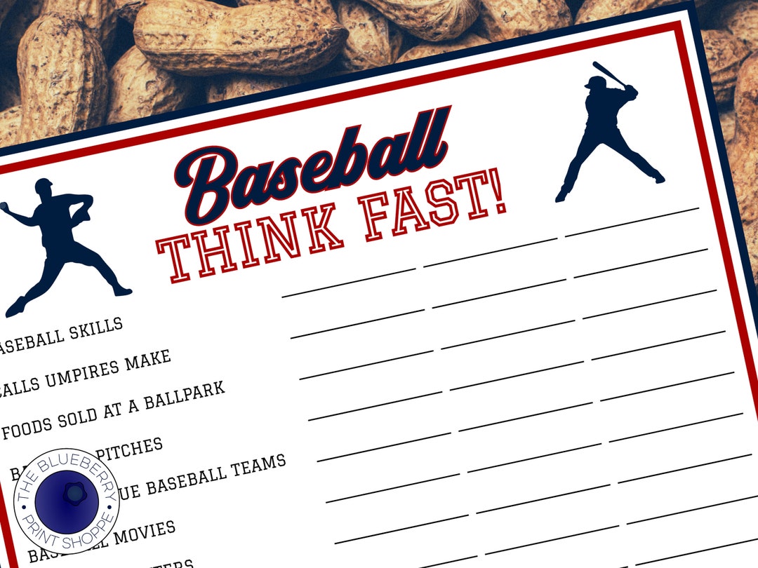 Baseball THINK FAST! Game | Baseball Theme Party | Name 3 | Printable ...