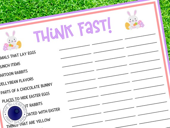 Easter Think Fast Game Trivia Printable Easter Game for - Etsy