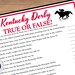Kentucky Derby Trivia True or False Game Kentucky Derby | Etsy