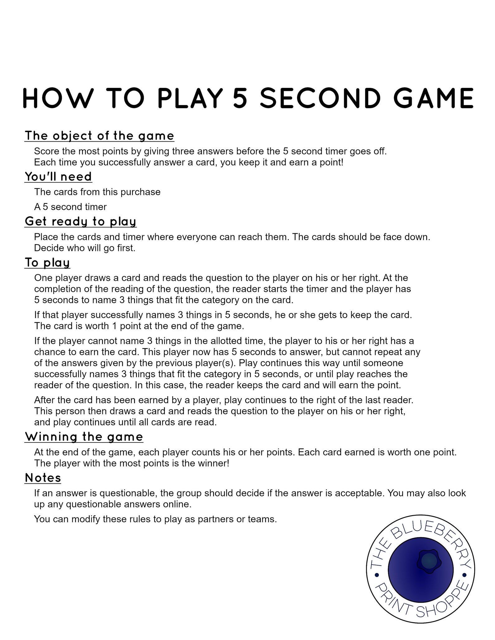 Baby Shower Game 5 Second Game Baby Shower Printable - Etsy