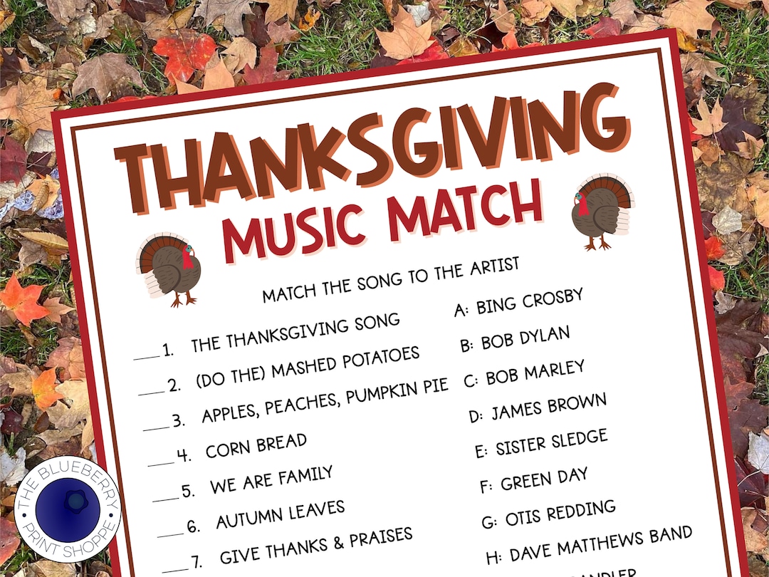 Thanksgiving Music Match Game | Thanksgiving Game | Friendsgiving ...