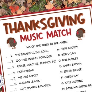 Thanksgiving Music Match Game | Thanksgiving Game | Friendsgiving ...