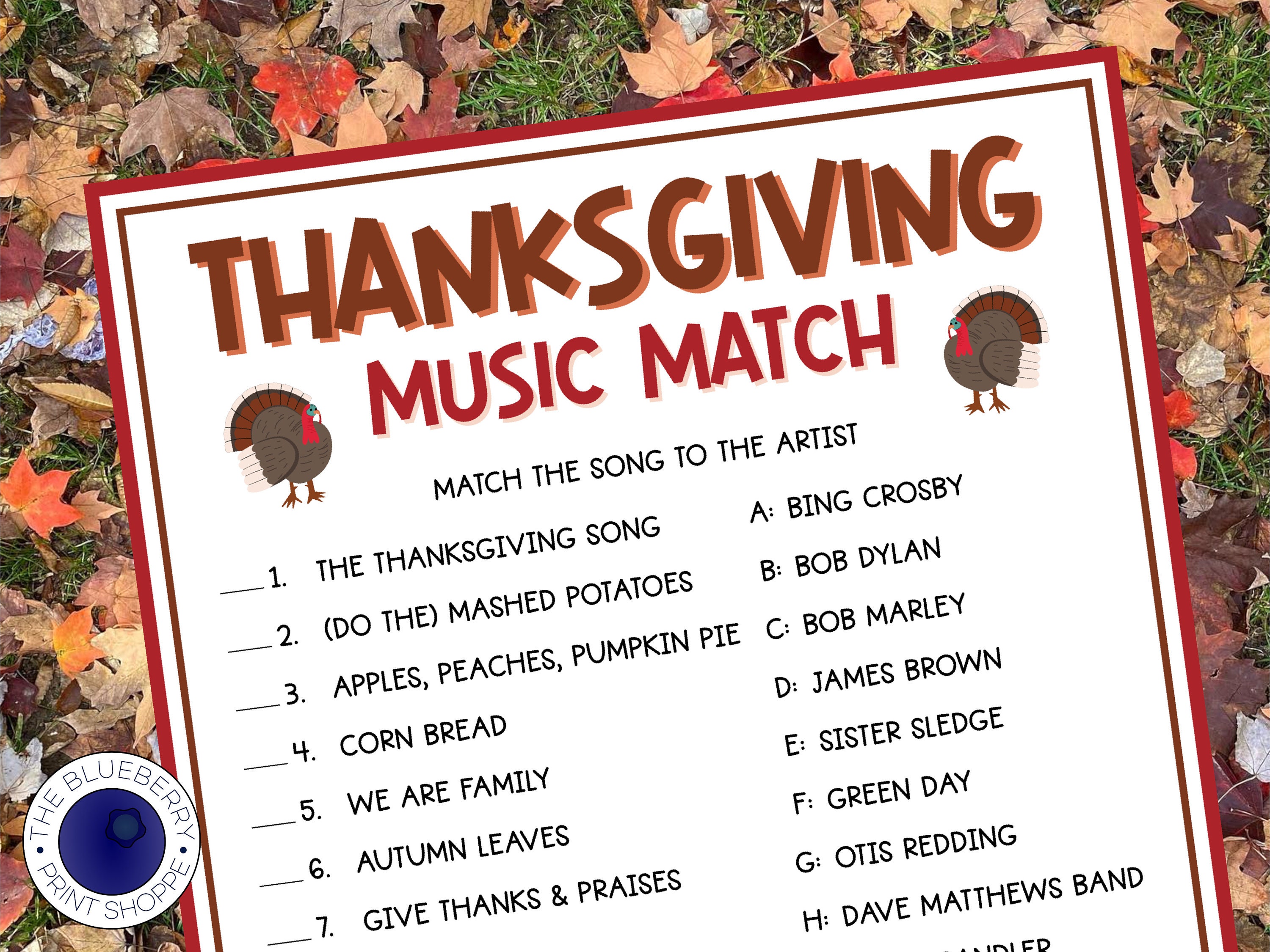 Thanksgiving Music Match Game | Thanksgiving Game | Friendsgiving ...