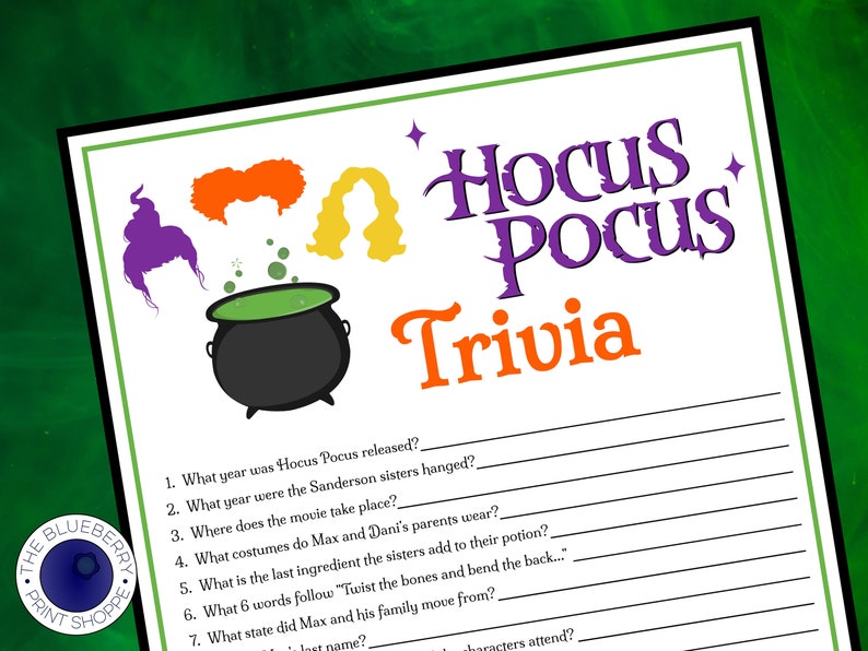 Hocus Pocus Game Bundle 5 PRINTABLE Games Hocus Pocus - Etsy