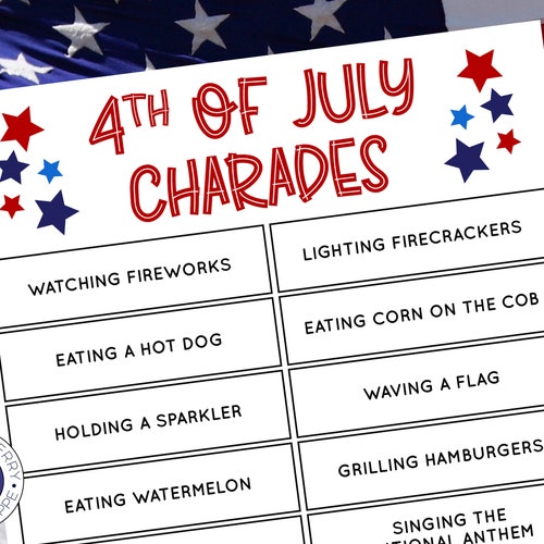 Fourth of July Charades Game 4th of July Printable Games - Etsy