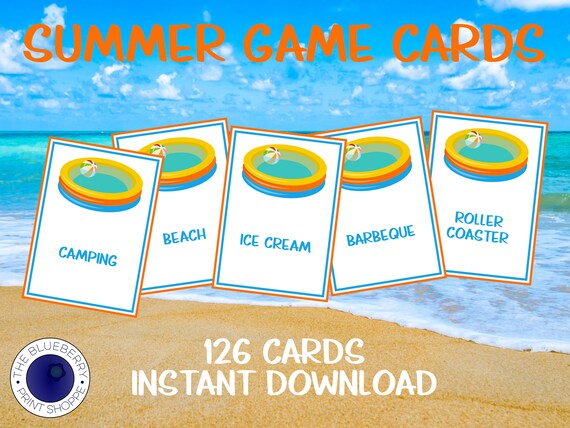 Summer Game Cards Word Cards Pictionary Charades | Etsy