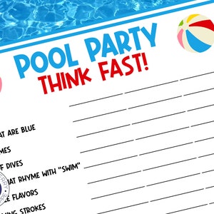 Pool Party Think Fast Game | Pool Party Game | Pool Party Theme | Dive ...