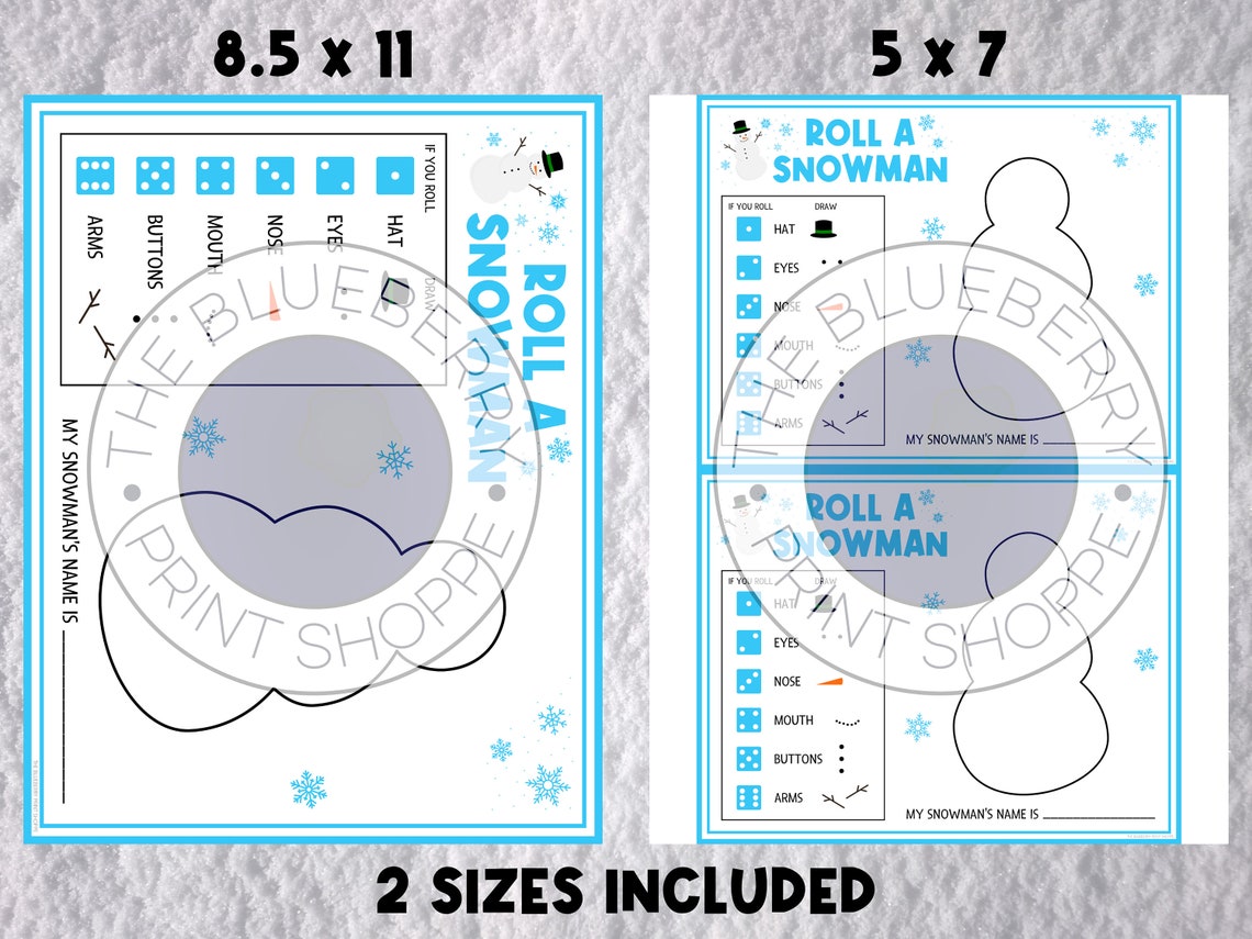 Roll A Snowman Dice Game Draw A Snowman Game Classroom - Etsy