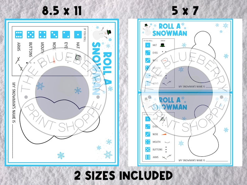 Roll A Snowman Dice Game Draw A Snowman Game Classroom - Etsy