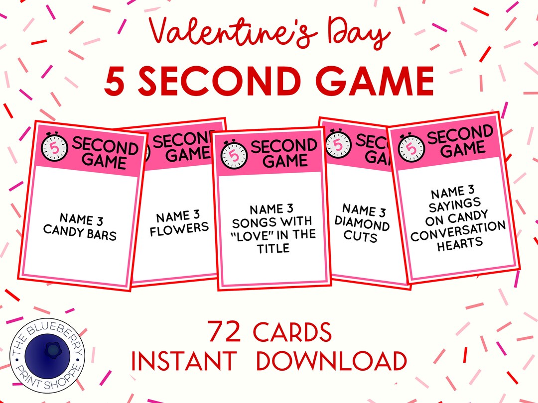 Valentine's Day Game 5 Second Game Valentine's Day Printable Valentine ...