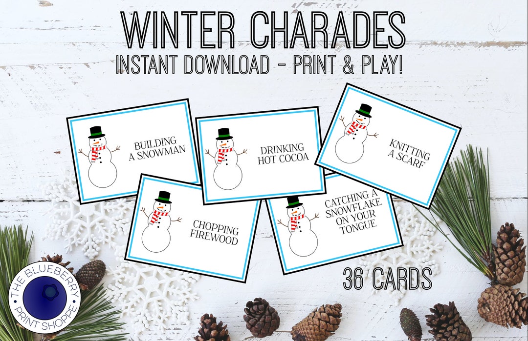 Winter Charades | Winter Action Charades | Pictionary | Classroom Game ...