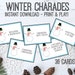 Winter Charades Winter Action Charades Pictionary Classroom Fun Snow ...
