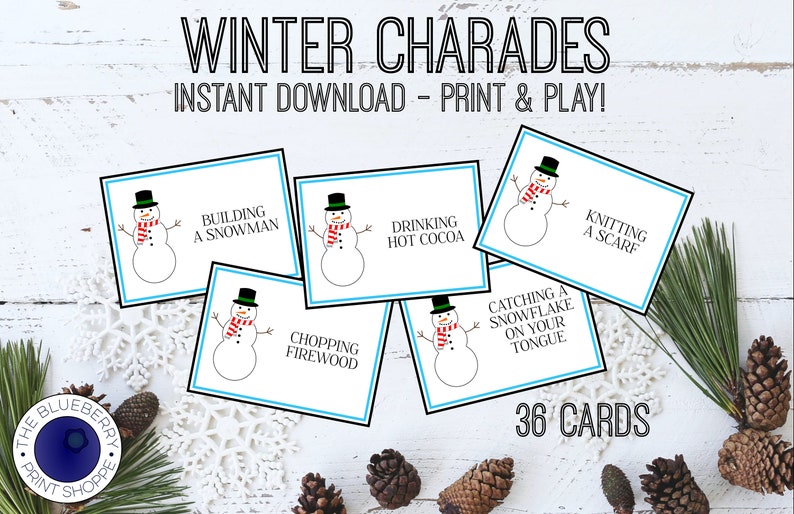 Winter Charades Winter Action Charades Pictionary - Etsy