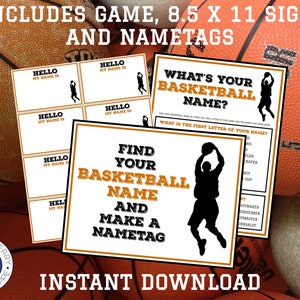 Basketball Game | What's Your Basketball Name Game WITH NAMETAGS + SIGN ...