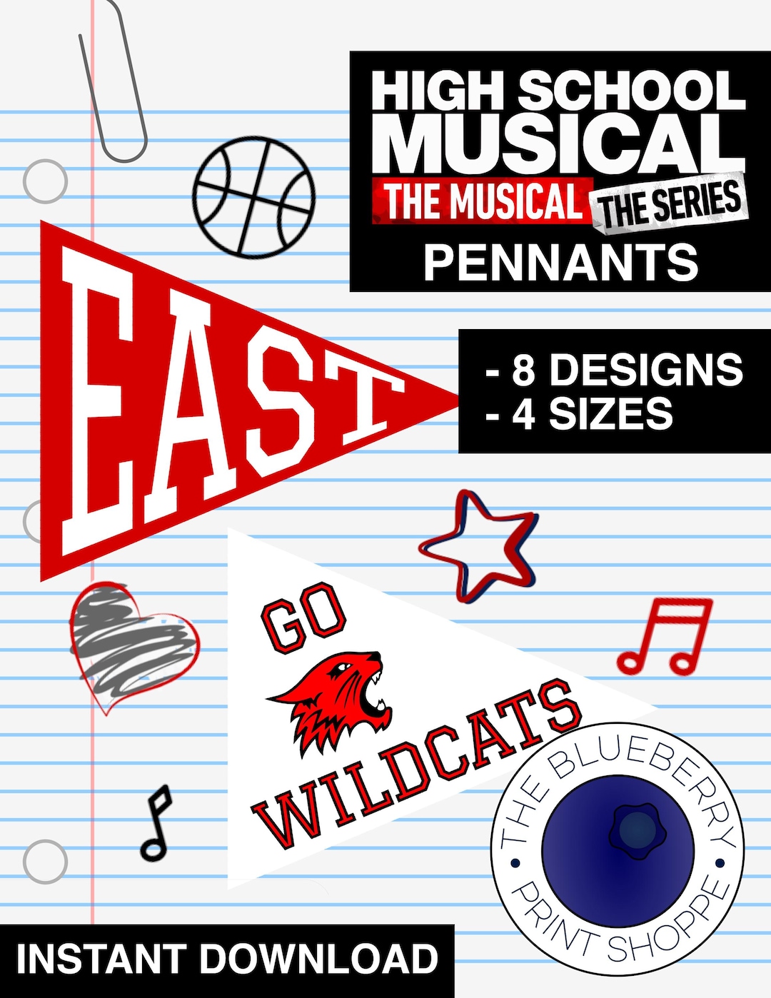 High School Musical Pennants | HSMTMTS Party Decor | East High Wildcats ...