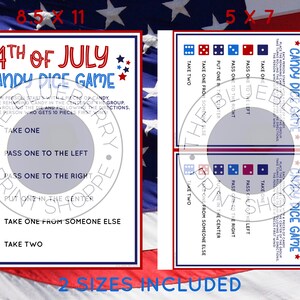 4th of July Candy Dice Game Independence Day Fun Activity for Kids and ...