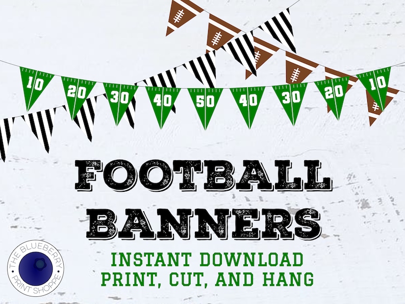 Football Banners Football Party Decor Printable Football - Etsy