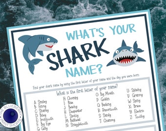 Shark Name Game Printable, What's Your Shark Name Game, Name Generator ...