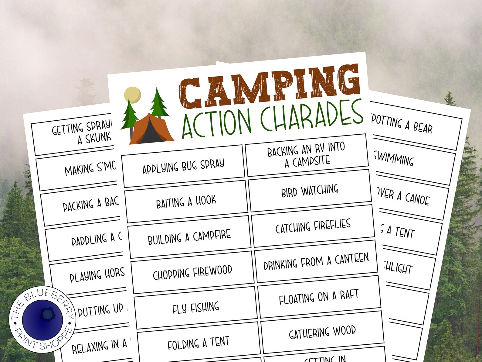 Camping Charades Game | 42 Camping-related Words and Phrases to Act Out ...