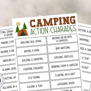 Camping Charades Game | 42 Camping-related Words and Phrases to Act Out ...