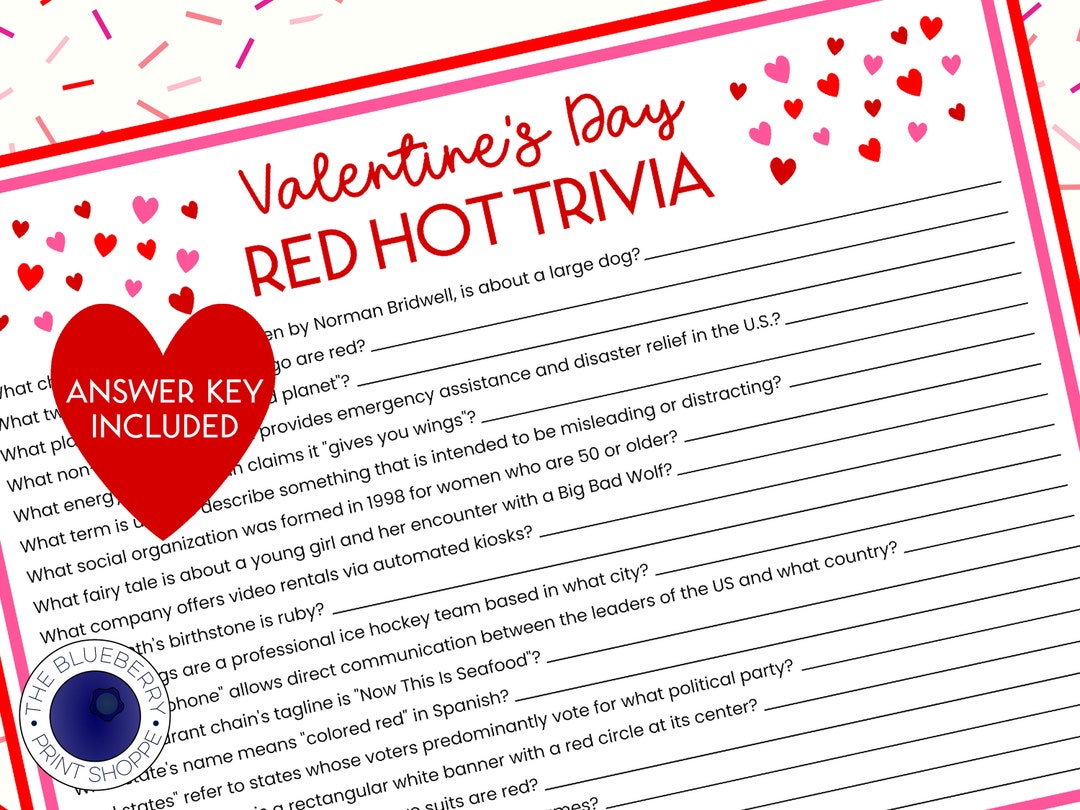Valentine's Day Game | Trivia | February 14th | Galentine's | Valentine ...