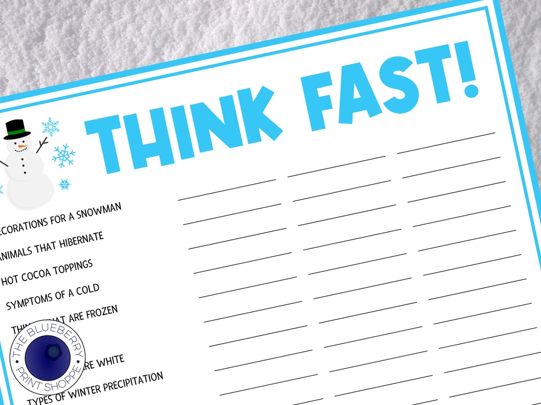 Winter Think Fast Game | Winter Trivia | Winter Game Printable | Winter ...