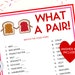 Valentine's Day Game Party Game Classroom Game Food Pairs February 14th ...