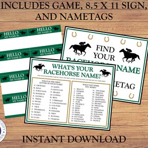 What's Your Racehorse Name Game WITH NAMETAGS & SIGN Belmont Stakes ...