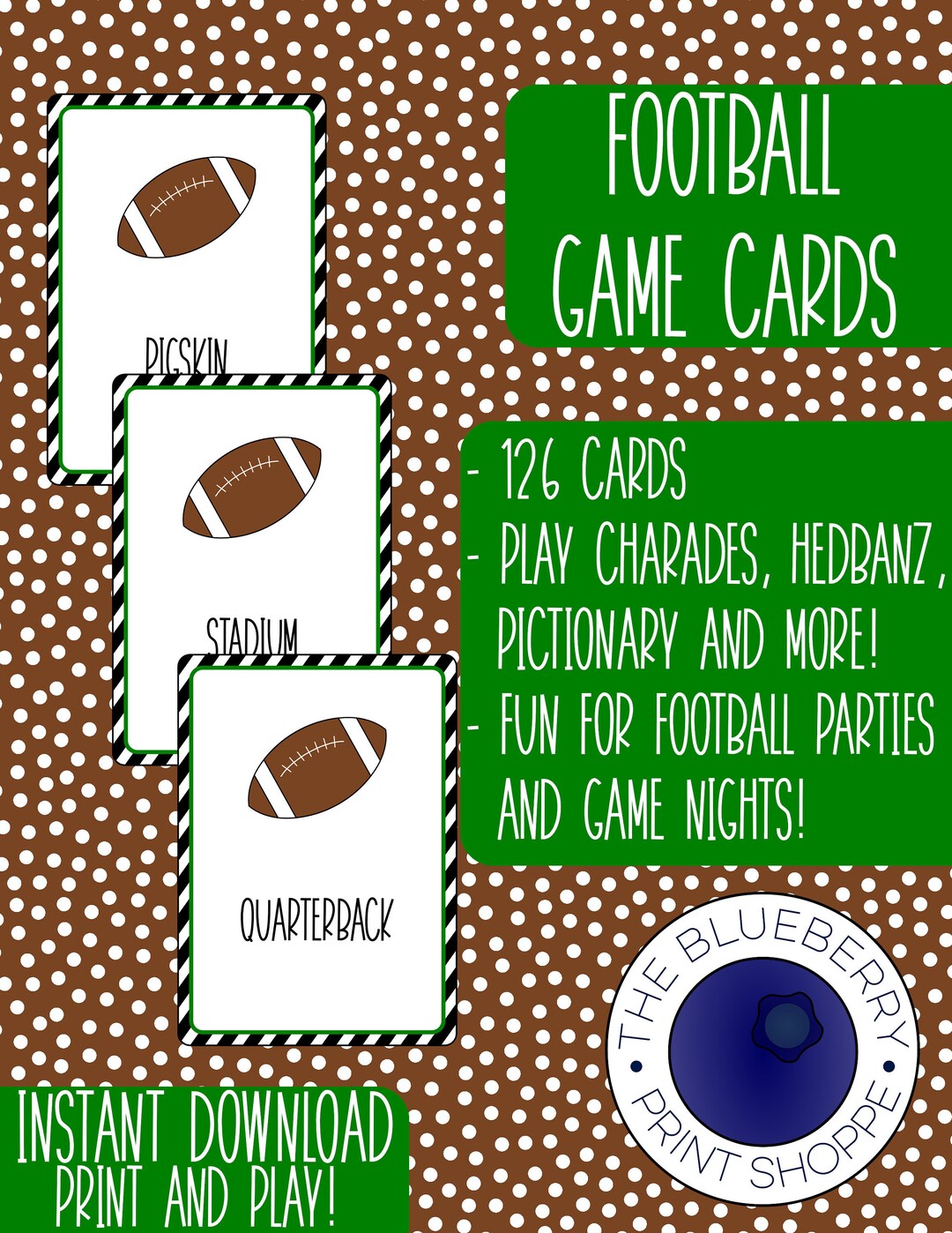 Football Printable Game - Football Party Game - Super Bowl Party Game ...