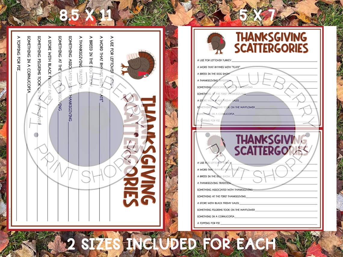 Thanksgiving Scattergories TWO GAMES Thanksgiving Game - Etsy