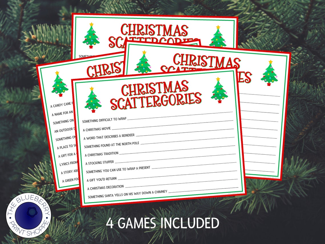 Christmas Scattergories FOUR SCATTERGORIES GAMES Christmas - Etsy