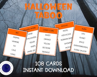 Printable Thanksgiving Halloween Taboo Game Cards Instant - Etsy