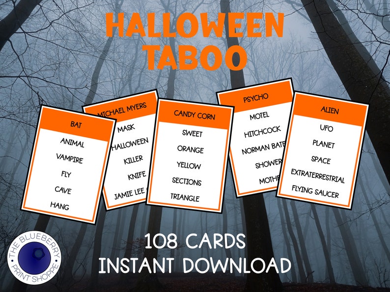 Halloween Taboo 108 Cards Halloween Forbidden Words Game - Etsy