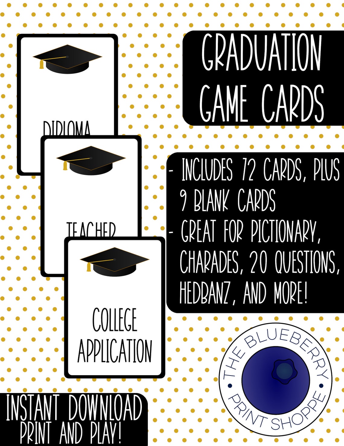 Graduation Printable Game Word Cards for Playing Pictionary | Etsy