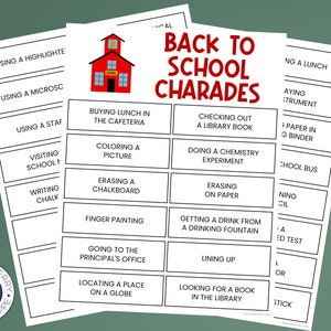 Back to School Charades | 38 Fun Phrases to Act Out | Great Activity to ...