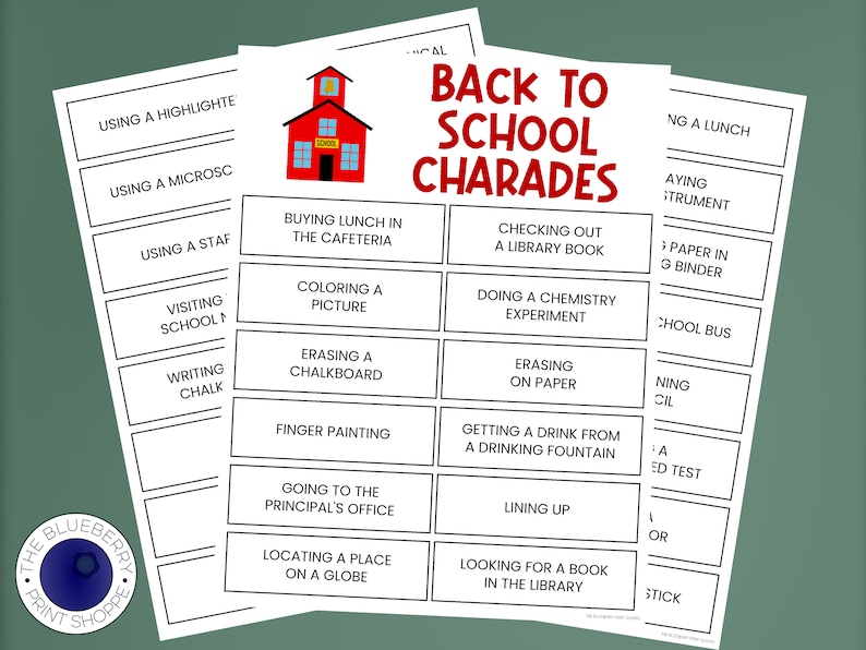Back to School Charades | 38 Fun Phrases to Act Out | Great Activity to ...