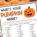 What's Your Pumpkin Name Game WITH NAMETAGS & SIGN | Pumpkin Carving ...