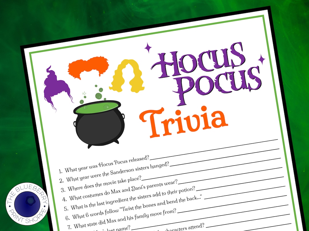 Hocus Pocus Trivia Game | Hocus Pocus Party Game | Hocus Pocus Watch ...