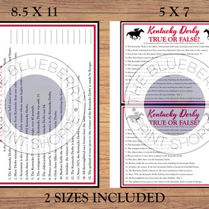 Kentucky Derby Trivia True or False Game Kentucky Derby Party Game Fun ...