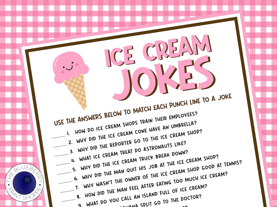 Ice Cream Jokes | Ice Cream Party Game | Ice Cream Social | Summer ...