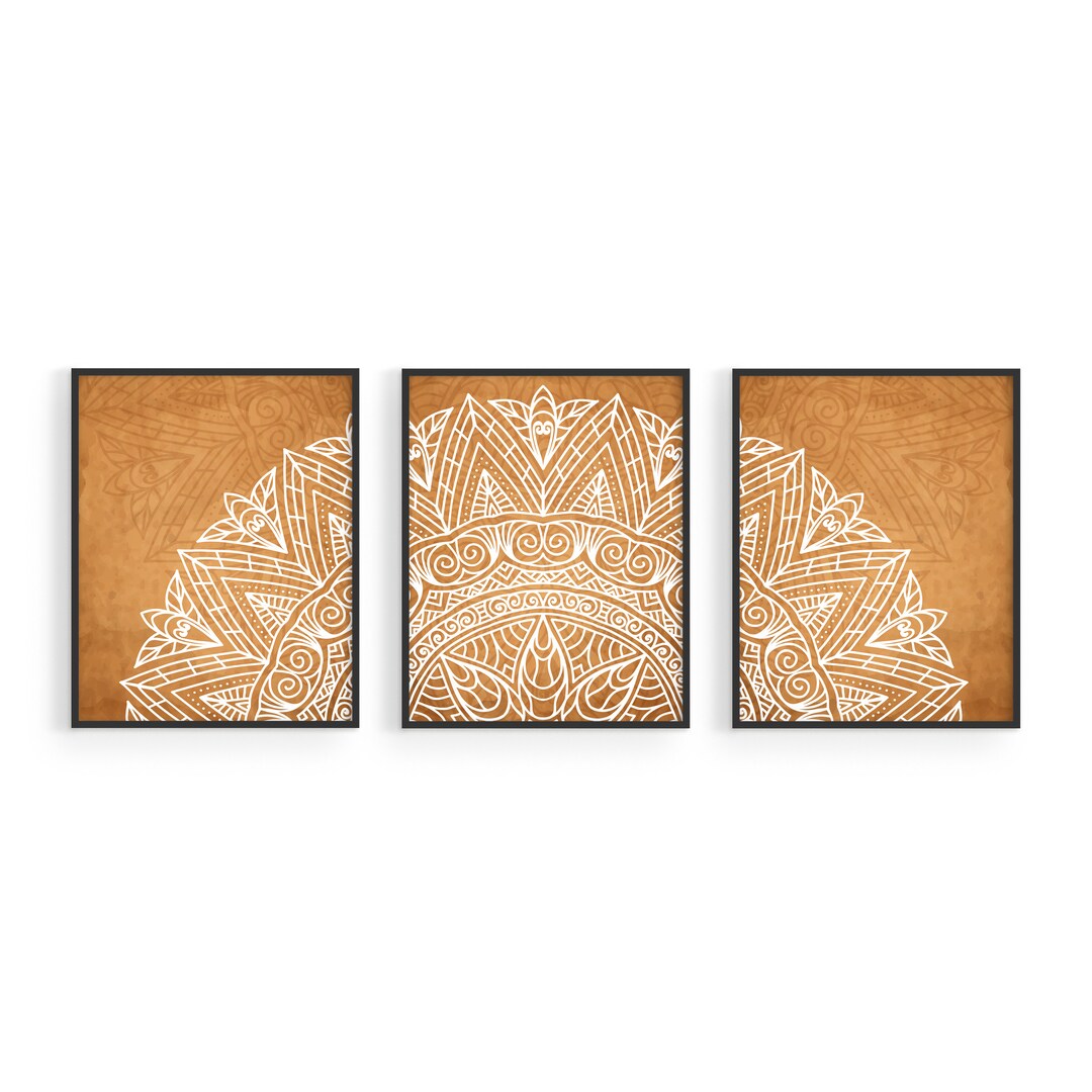 Haus and Hues Bohemian Wall Art - Set of 3 Gold Mandala Wall Art, Boho ...