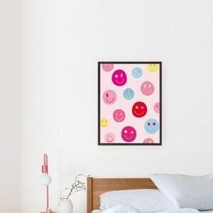 Smiley Face Poster: Preppy Pink Wall Art for Teen Girls - Etsy